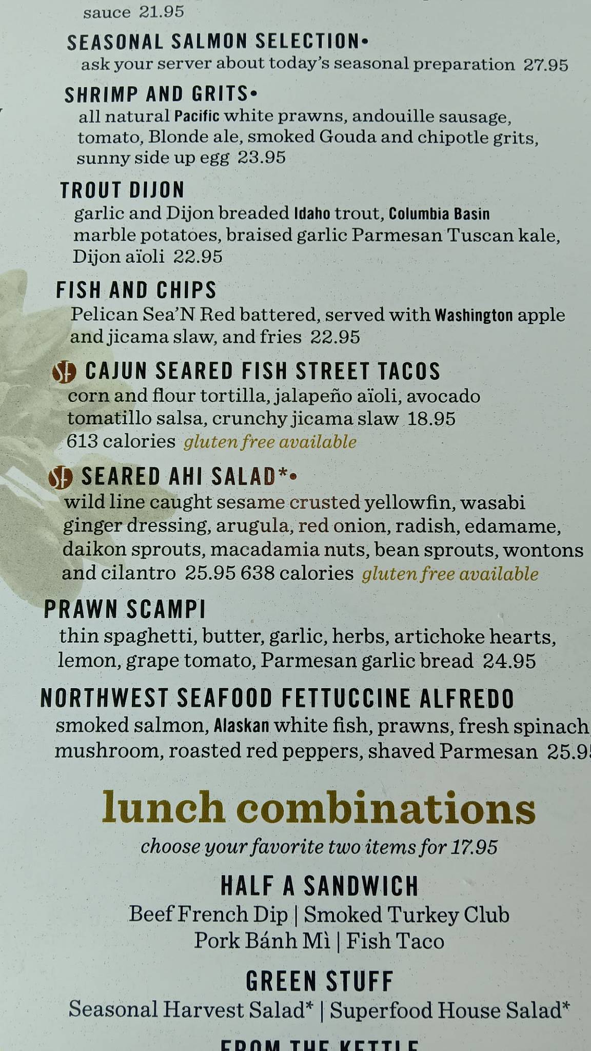 Menu at WildFin American Grill - Vancouver pub & bar, Vancouver