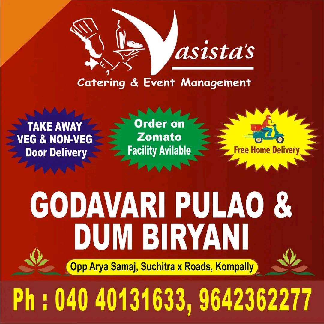 Menu at Vasista Godavari pulao and Dum Biryani, Hyderabad