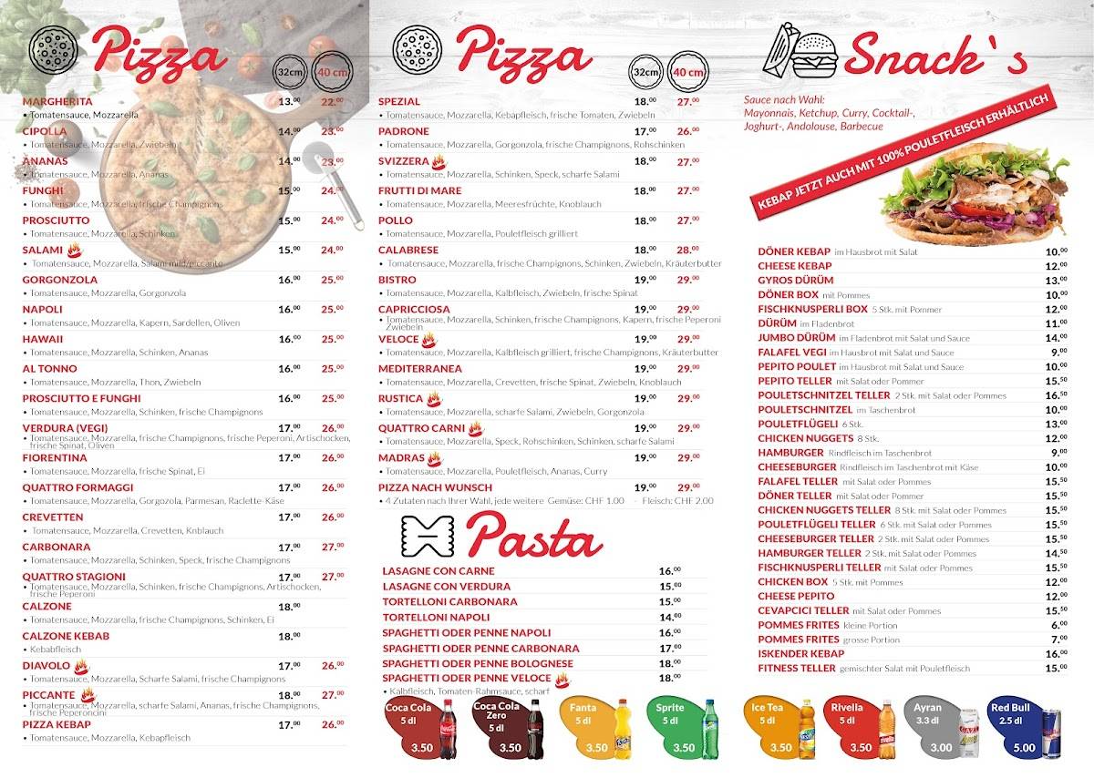 Speisekarte von VELOCE Restaurant Café & Bar, Oberentfelden