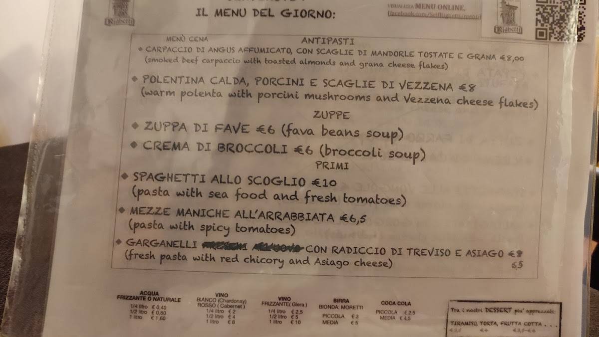 Menu da Self Restaurant Righetti, Vicenza