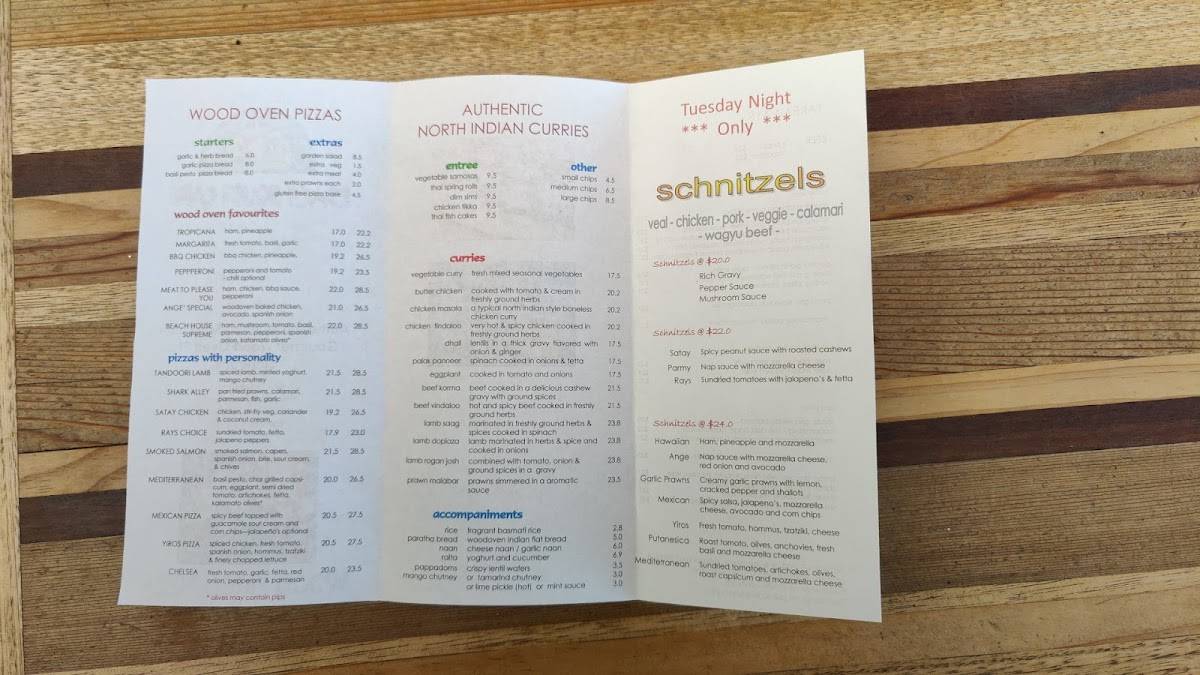 Menu at Beach House Cafe, Encounter Bay, 62 Franklin Parade