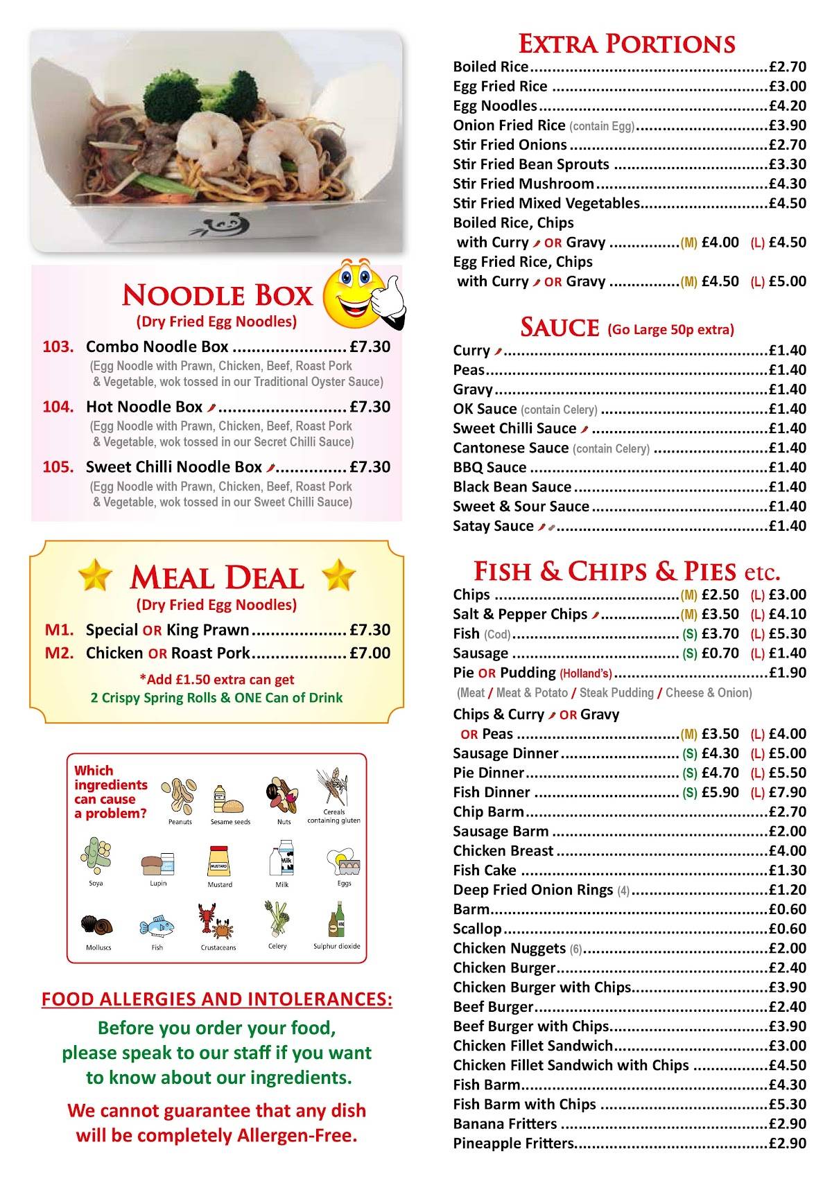 Menu at Village Chippy restaurant, Newton-le-Willows