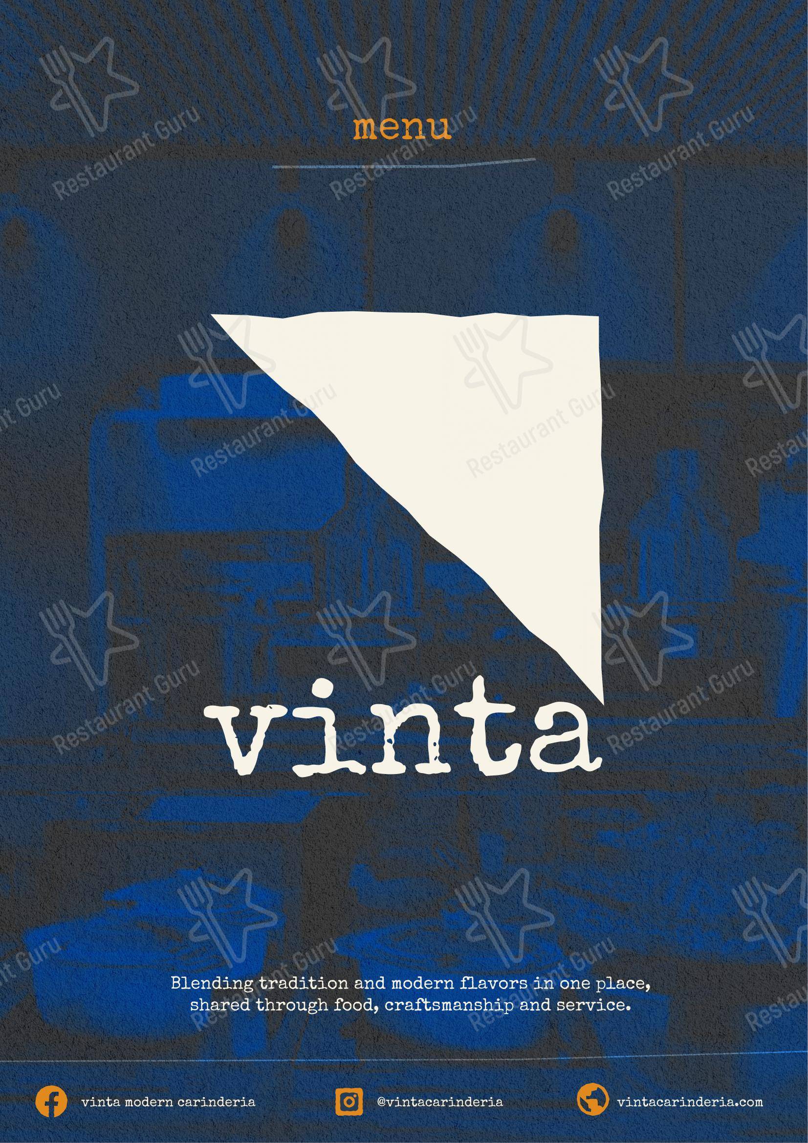 Menu at Vinta Modern Carinderia restaurant, Quezon City