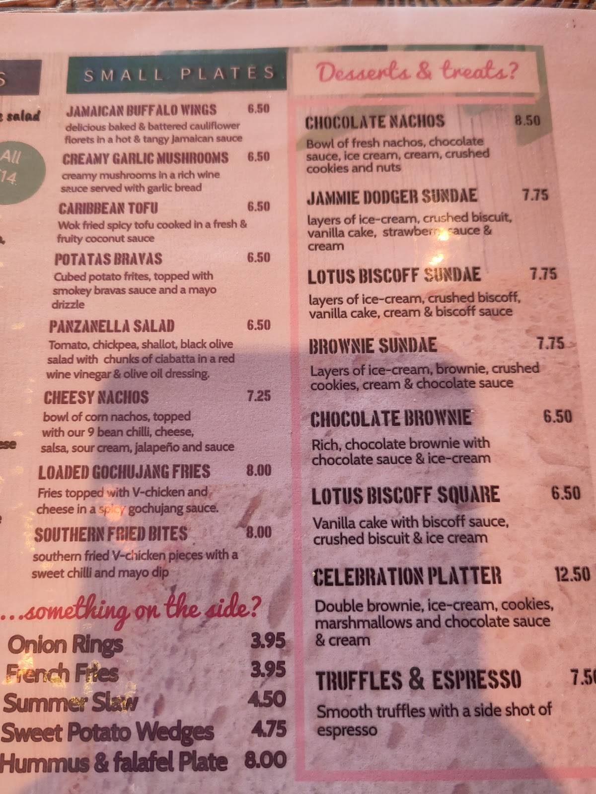 Menu at Voltaire restaurant, Bangor