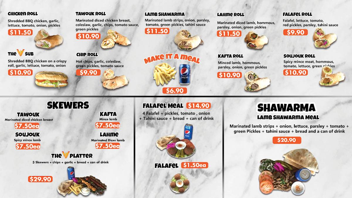 Menu at Vulcan’s Charcoal Chicken restaurant, Bateau Bay