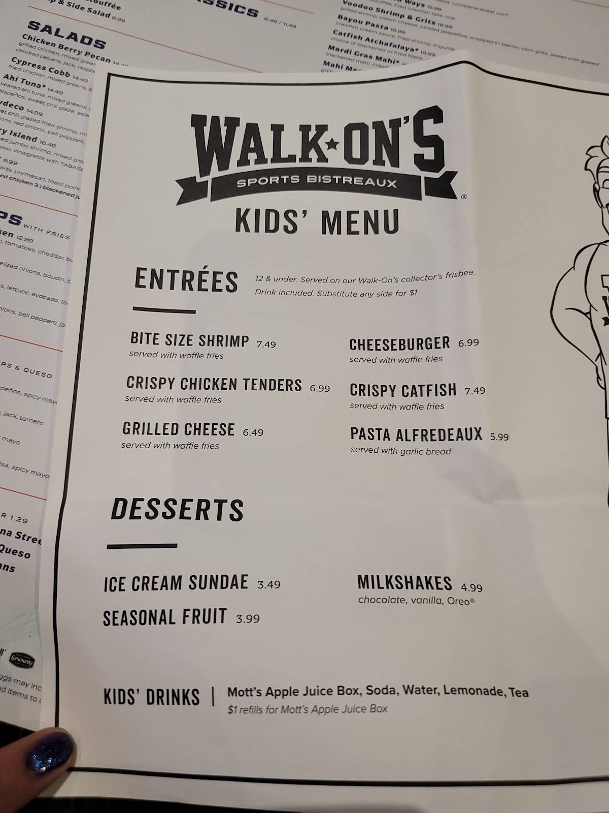 Menu at Walk-On's Sports Bistreaux - Prairieville Restaurant, Gonzales