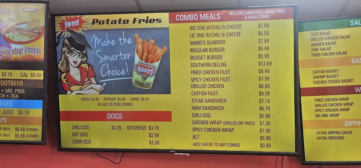 Menu at Ward's fast food, Vancleave