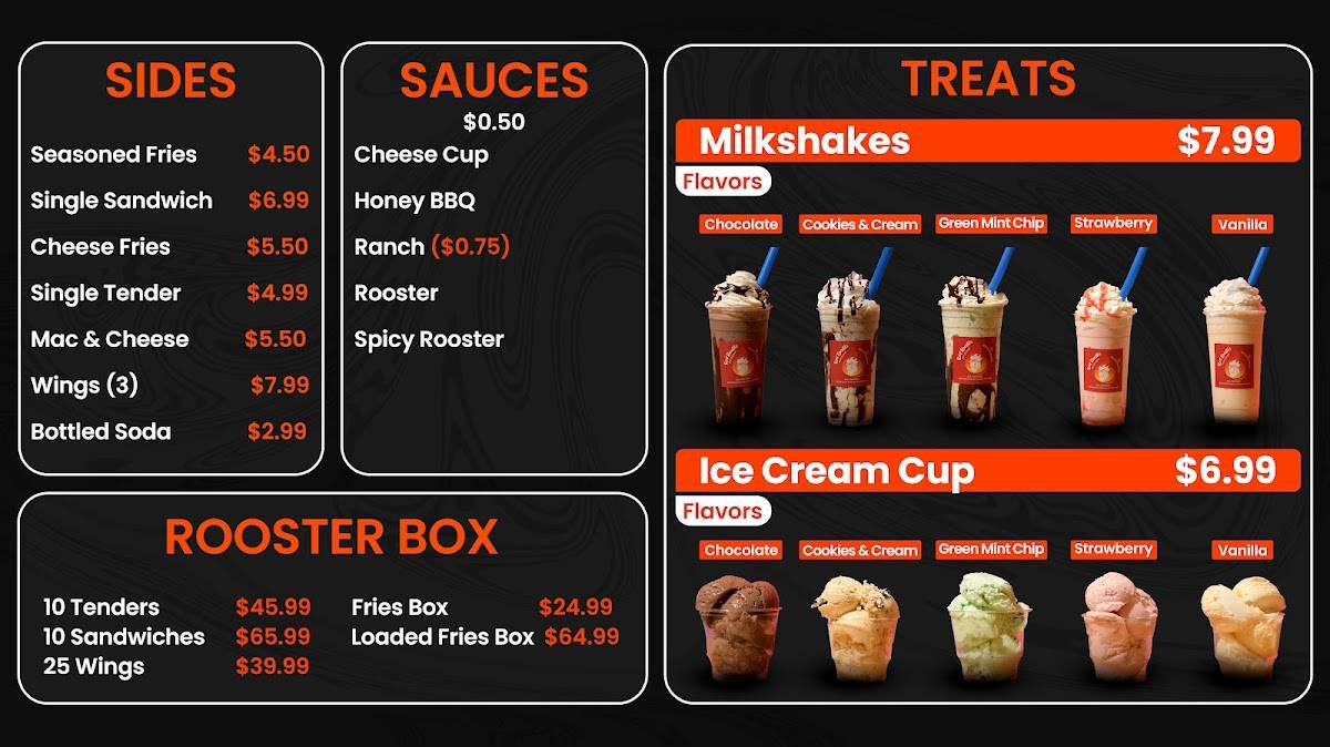 Menu at Red Rooster Hot Chicken restaurant, Warminster