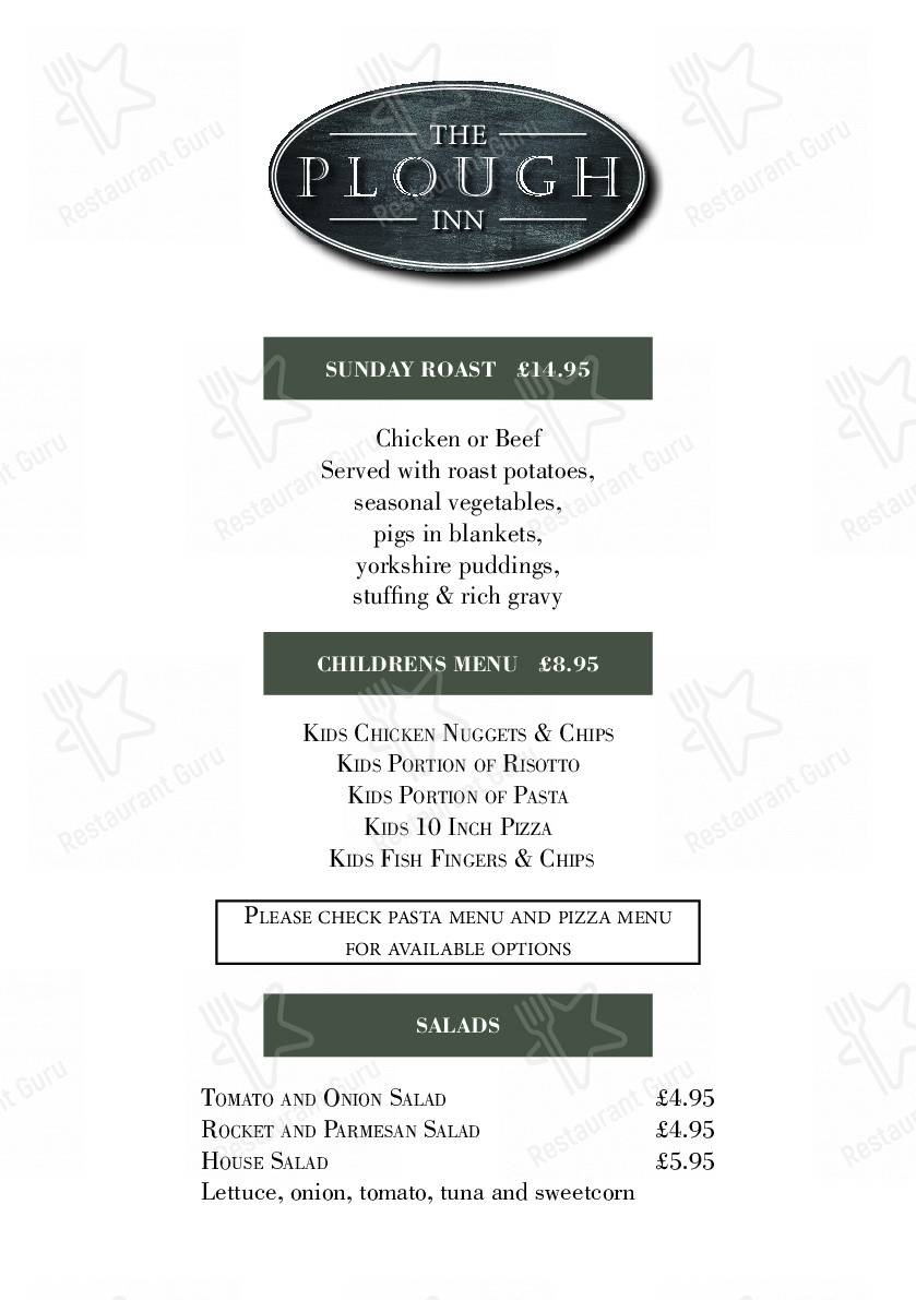 Menu at The Plough Inn Croft pub & bar, Croft