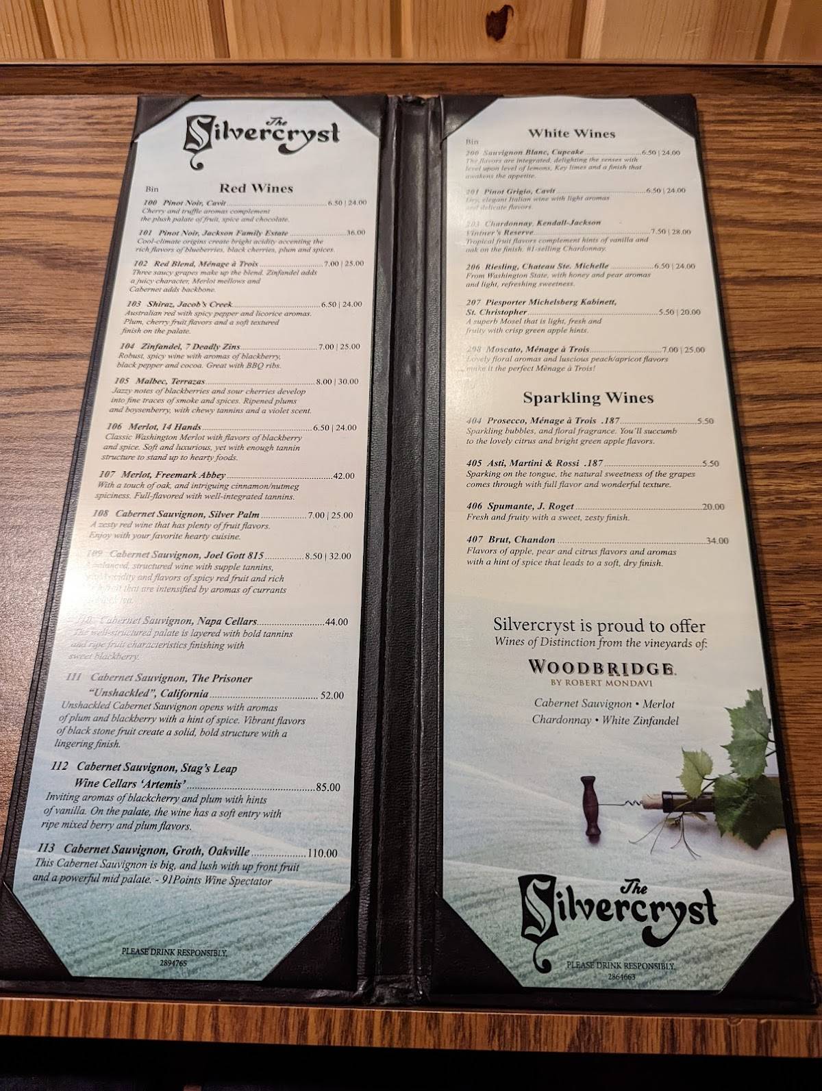 Menu at Silvercryst Supper Club Resort & Motel, Wautoma