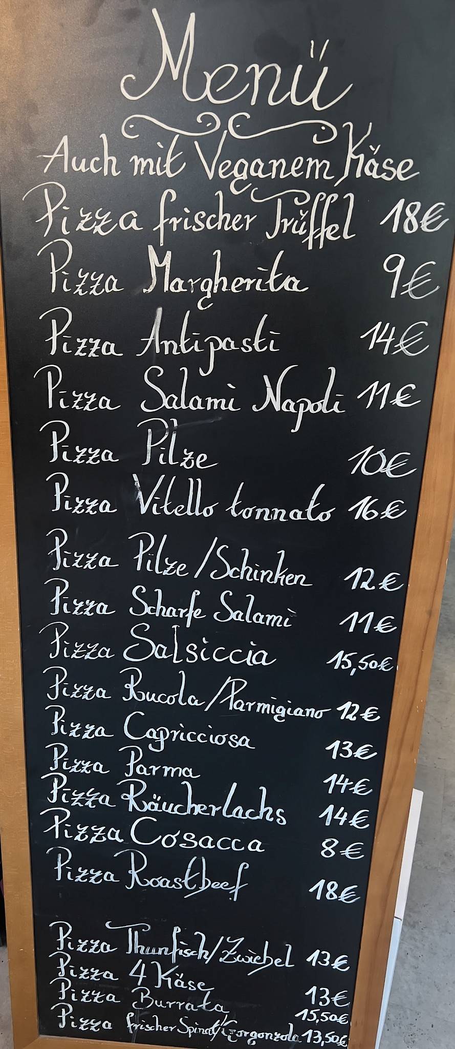 Menu au Wein & Fein pizzeria, Erfurt, Nerlystraße 1