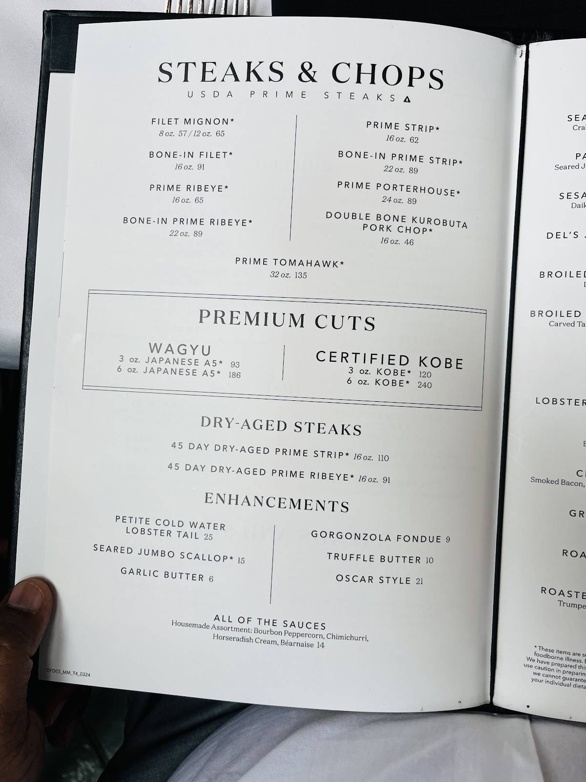 Del frisco menu store