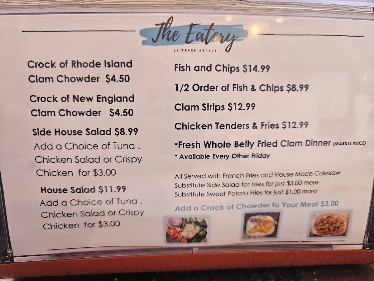 Menu at The Eatery restaurant, Westerly
