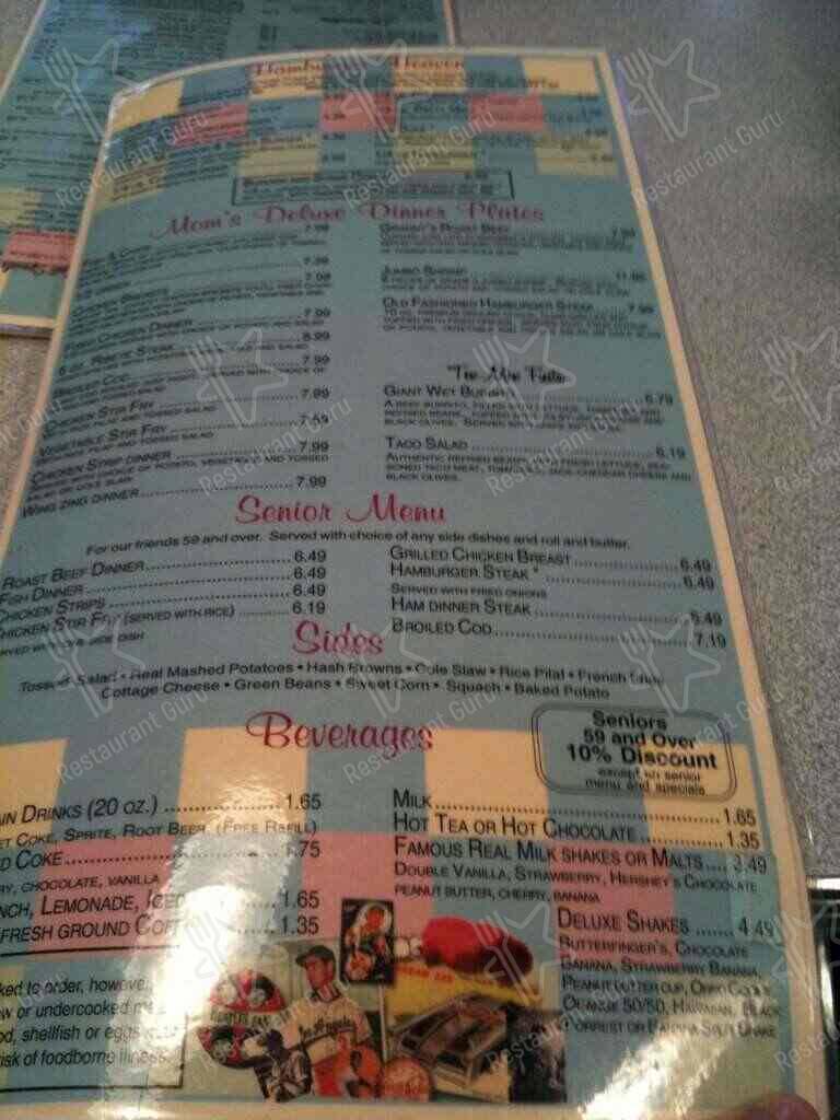 Menu at West Side Diner restaurant, Flint