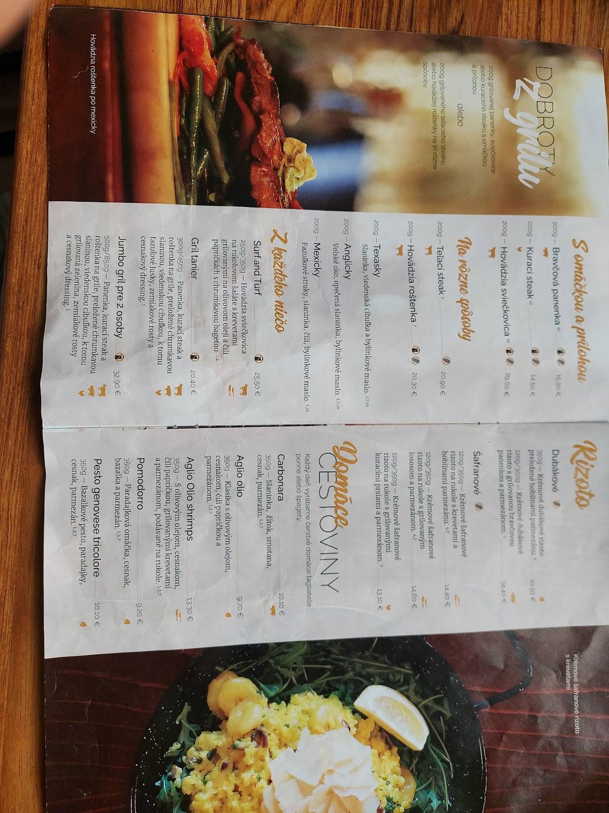 Menu at Wetzlerov Dom restaurant, Trnava