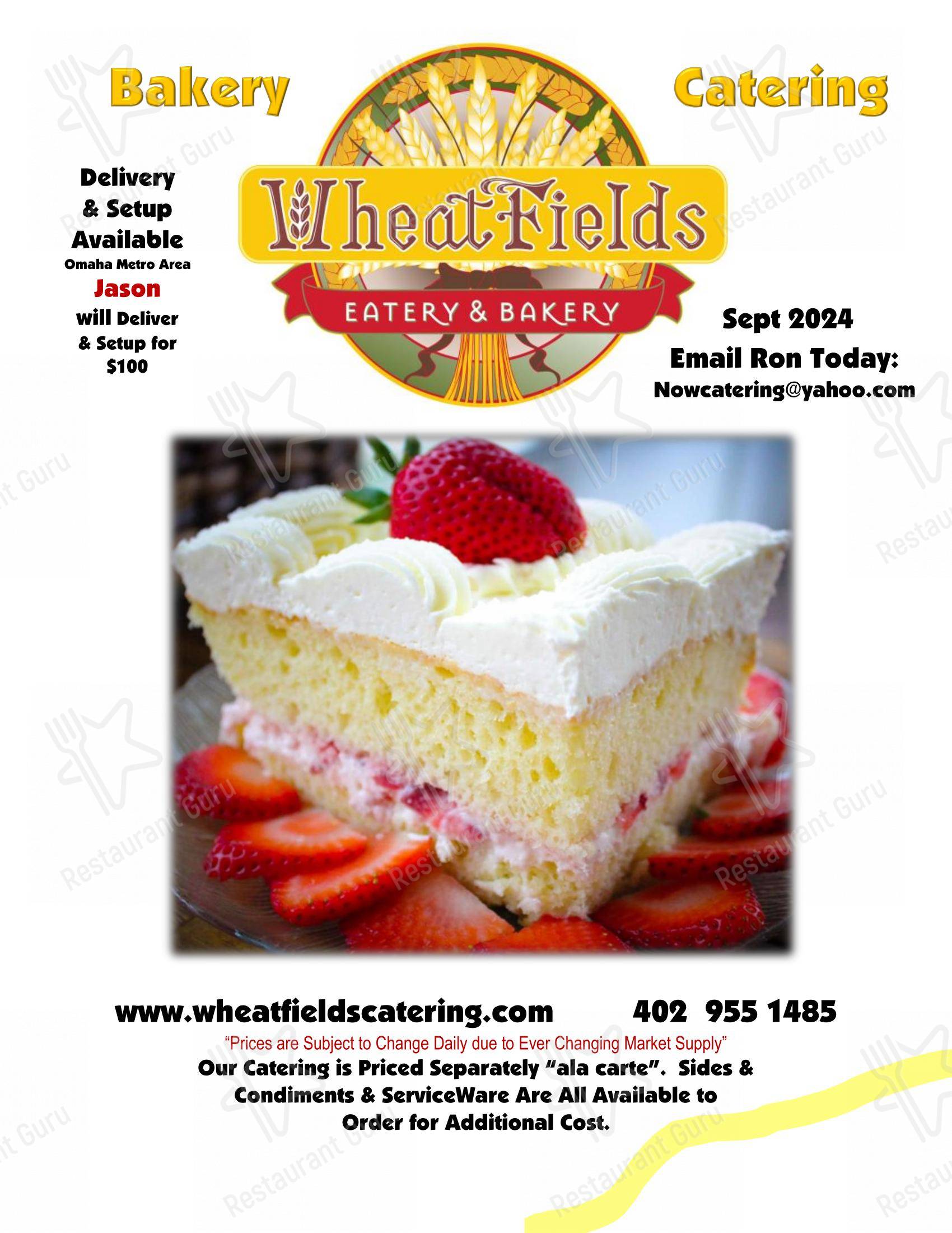 Menu at WheatFields Eatery & Bakery, Omaha, S 103rd St