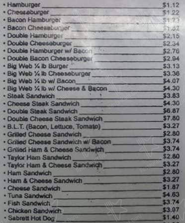 Menu at White Mana fast food, Jersey City