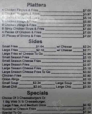 Menu at White Mana fast food, Jersey City