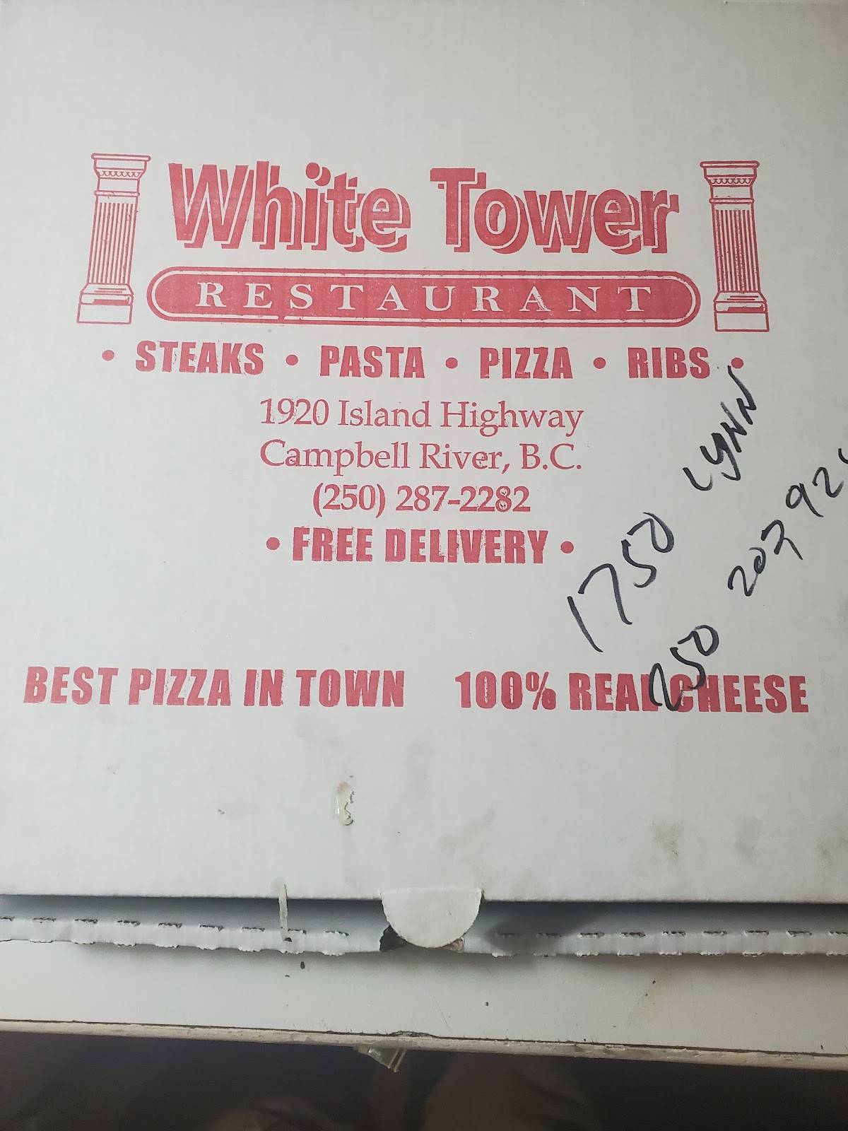 Menu at White Tower Restaurant, Campbell River, Island Hwy