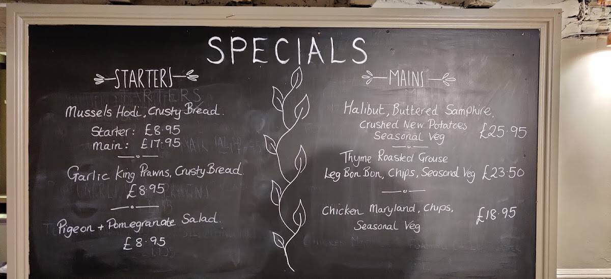 Menu at Whitehouses restaurant, Retford