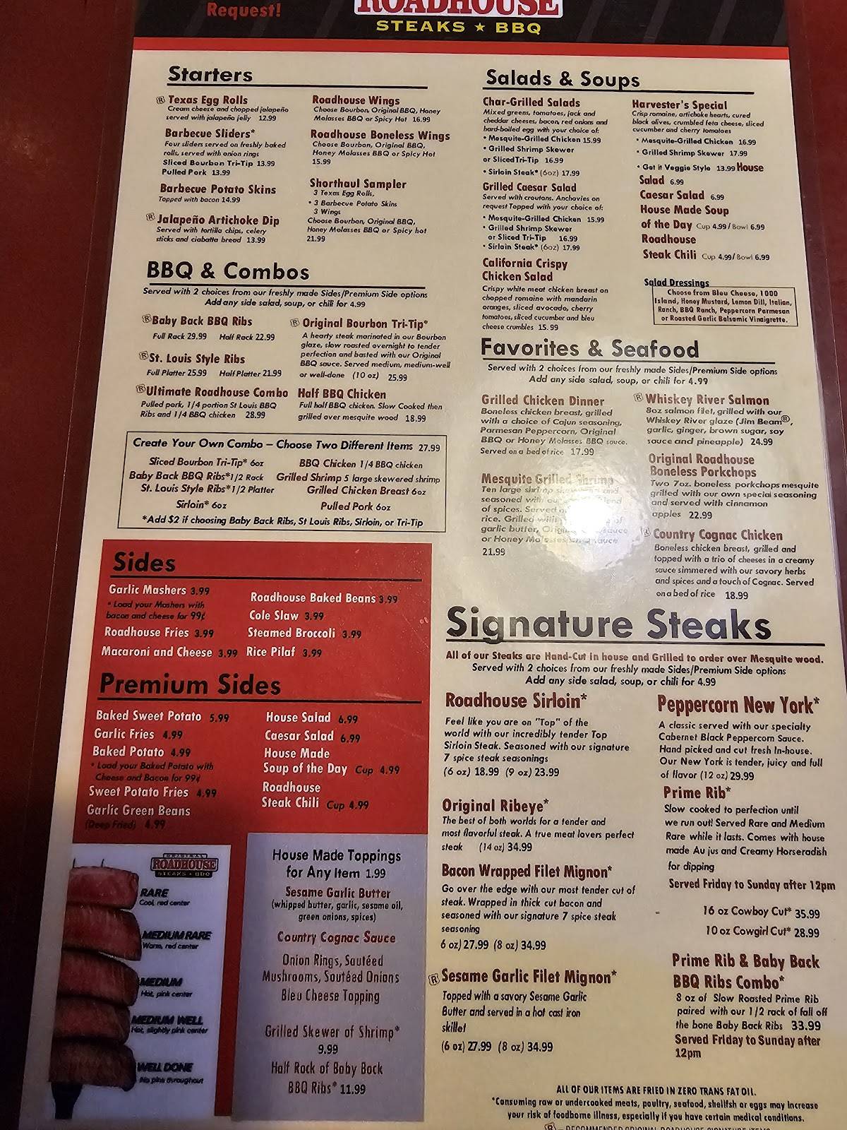 Menu at Original Roadhouse Grill steakhouse, Whittier