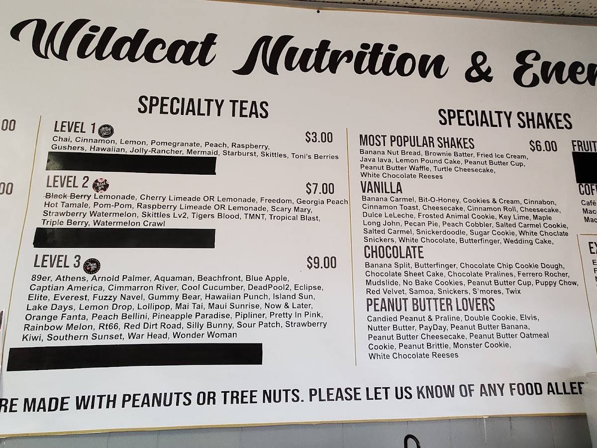 Menu at Herbalife - Wildcat Nutrition & Energy restaurant, Seiling