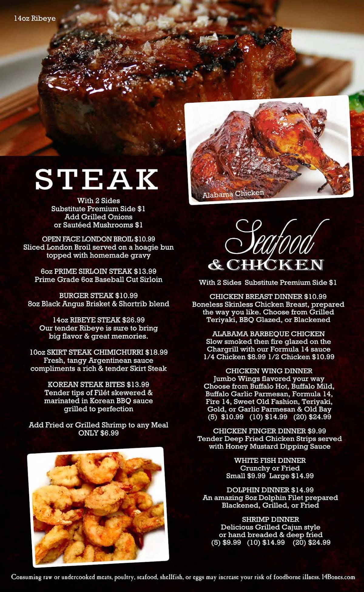Menu at Wilke's 14 Bones BBQ, Vero Beach
