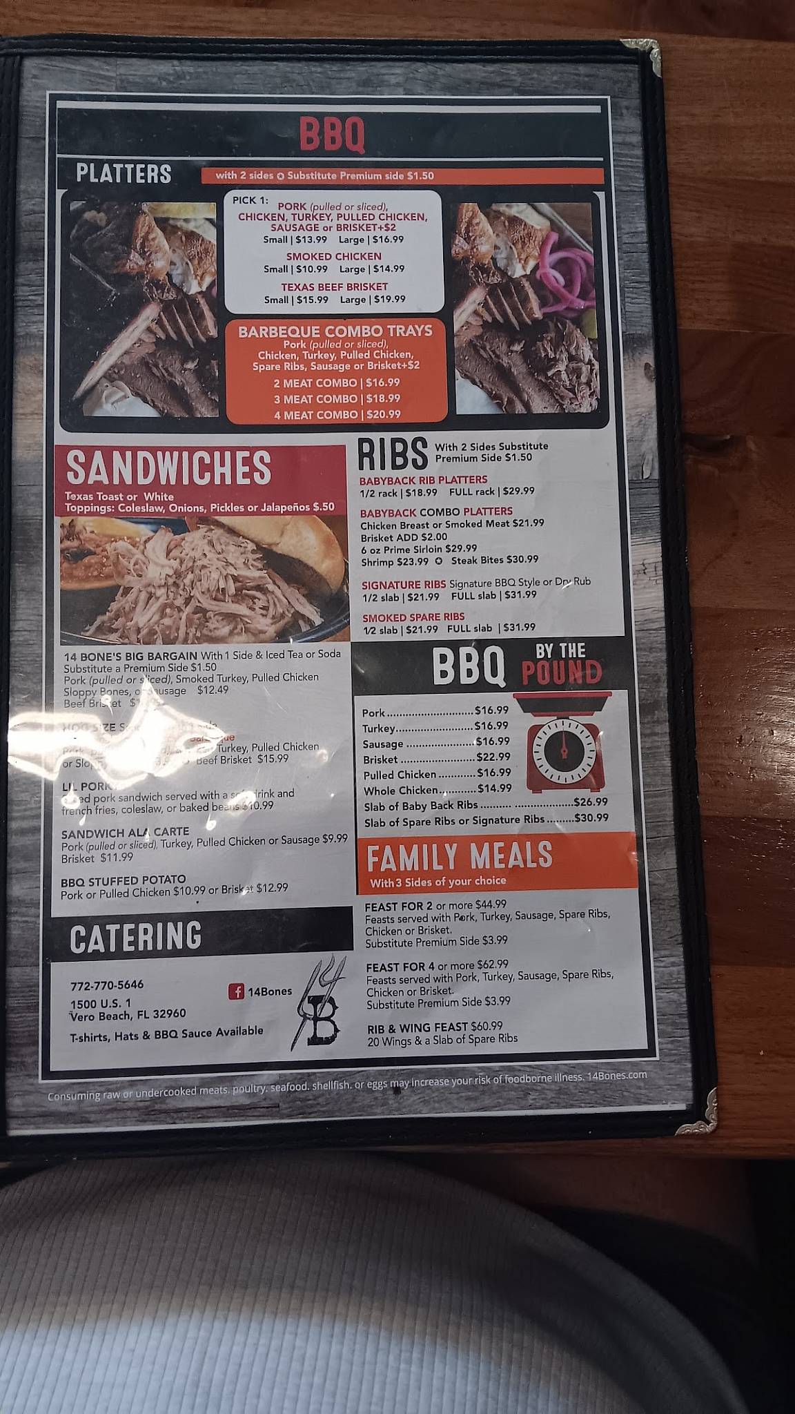 Menu at Wilke's 14 Bones BBQ, Vero Beach
