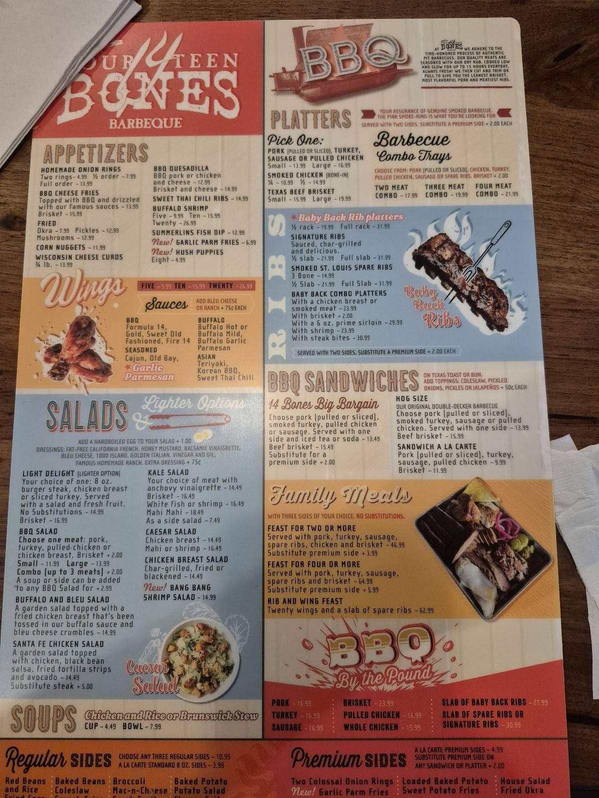 Menu at Wilke's 14 Bones BBQ, Vero Beach
