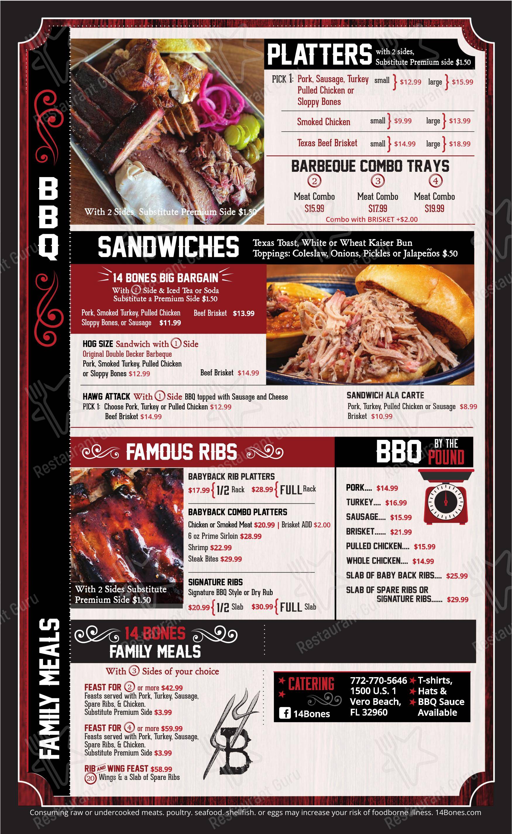 Menu at Wilke's 14 Bones BBQ, Vero Beach