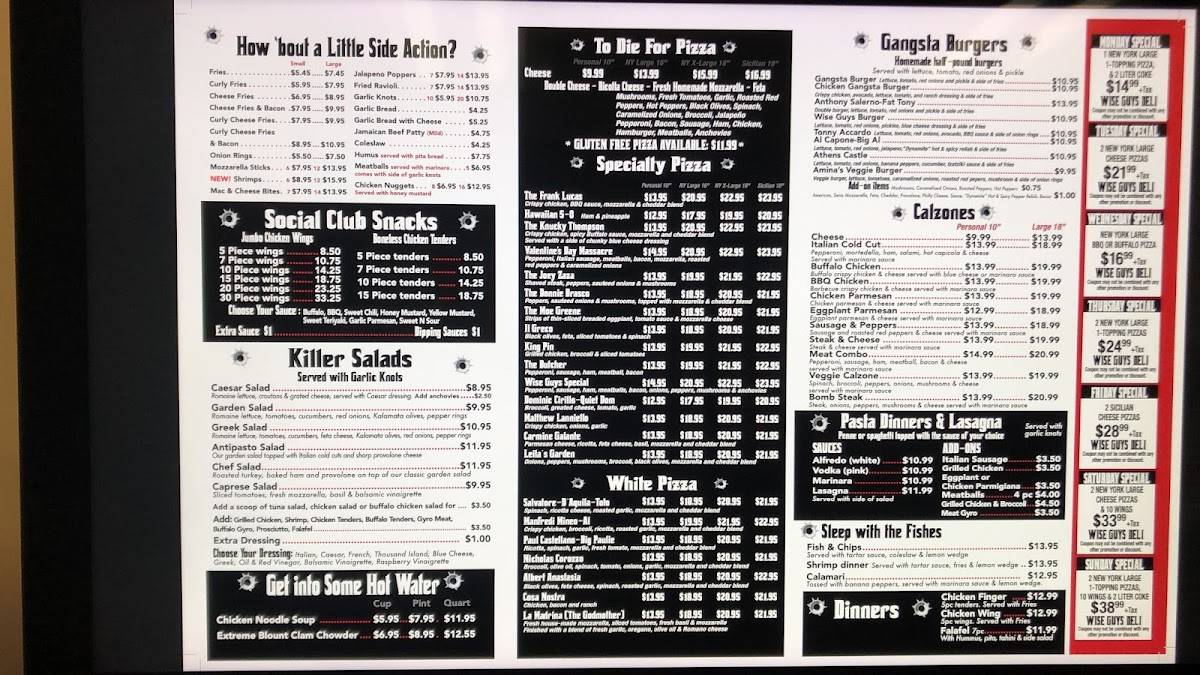Menu at Wise Guys Deli and Pizza - Riverside pizzeria, East Providence
