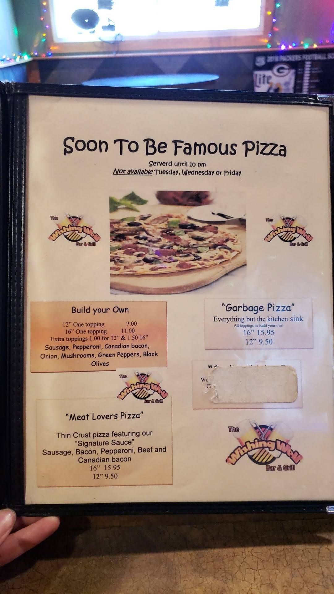 Menu at Wishing Well pub & bar, Appleton
