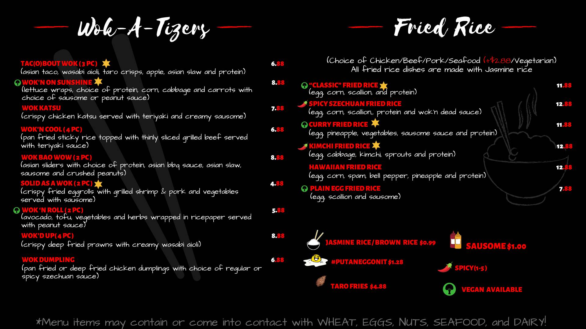 Menu at Wok in Wok Out restaurant, Frederick