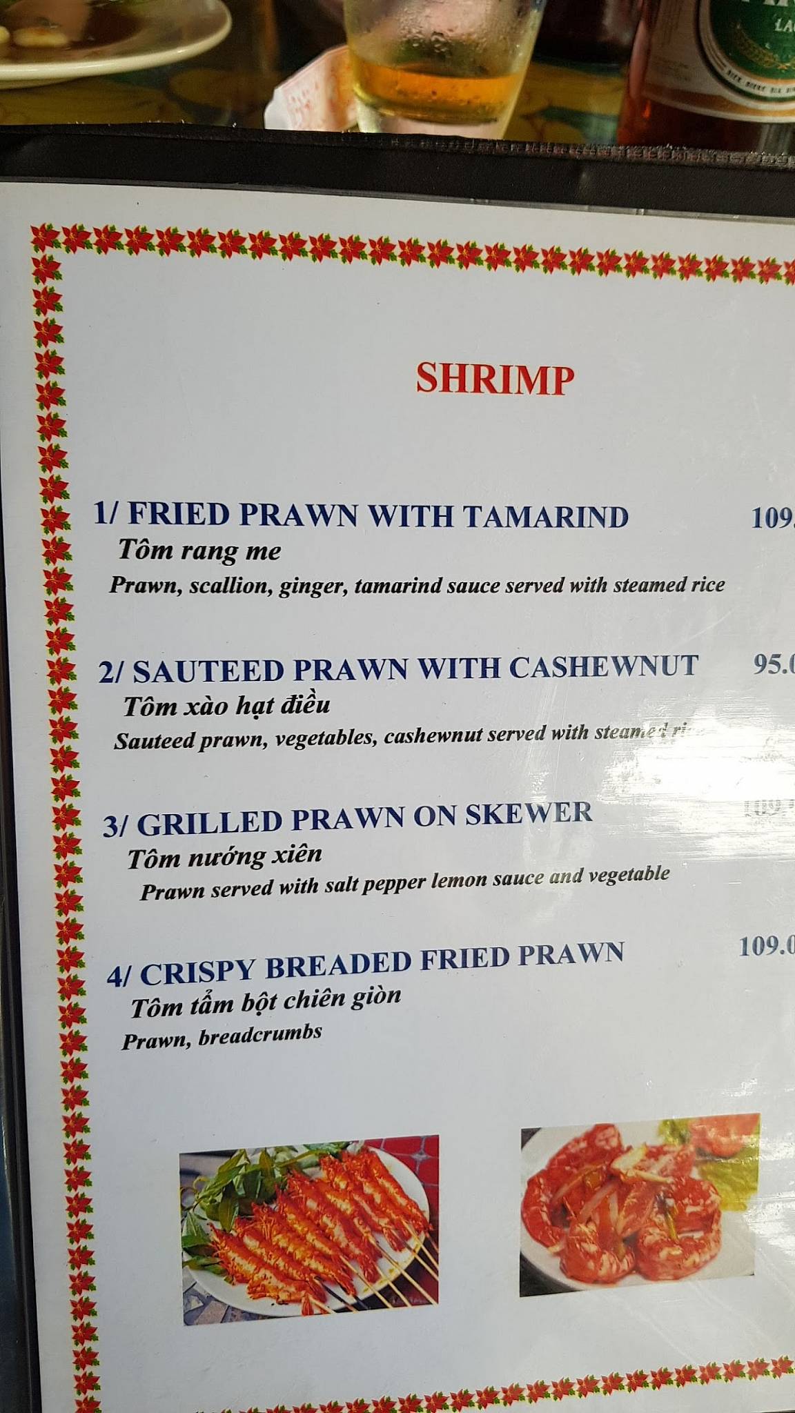 Menu at Wood Fish Restaurant, Hoi An