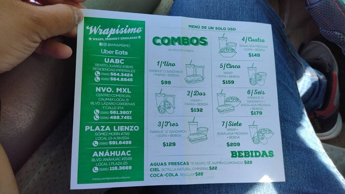 Carta del restaurante Wrapisimo Nuevo Mexicali, Mexicali, Blvd. Lázaro ...