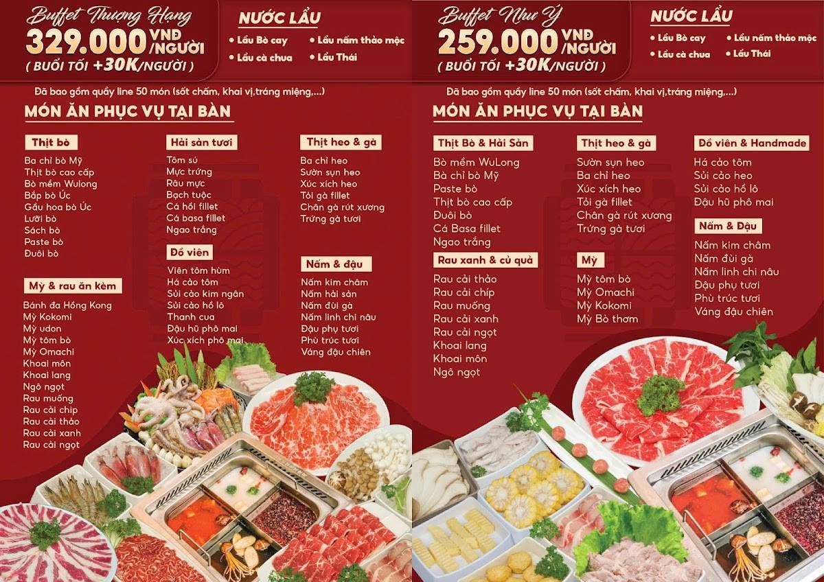 Menu at WuLong - Taiwanese Hotpot Buffet restaurant, Hanoi