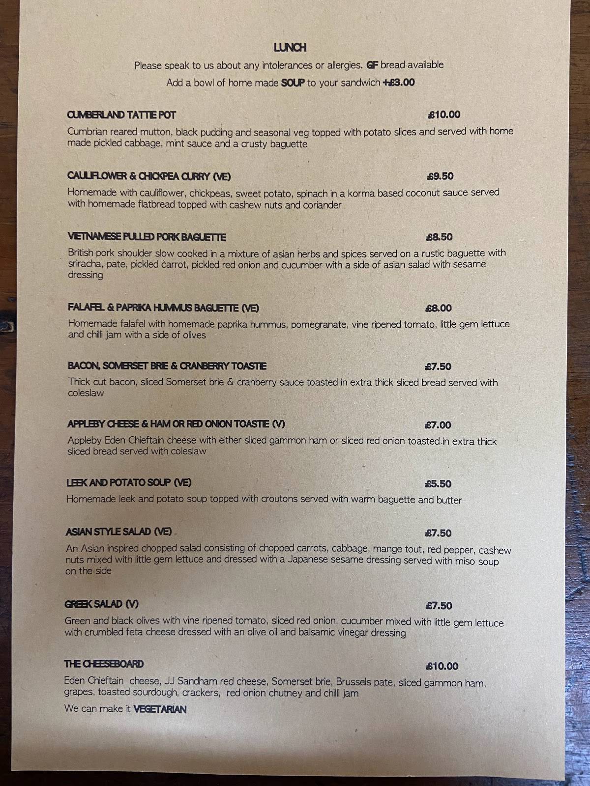 Menu at Yam Frae Yam Coffee Shop - Coffe, Cake & Crafts cafe, Seascale