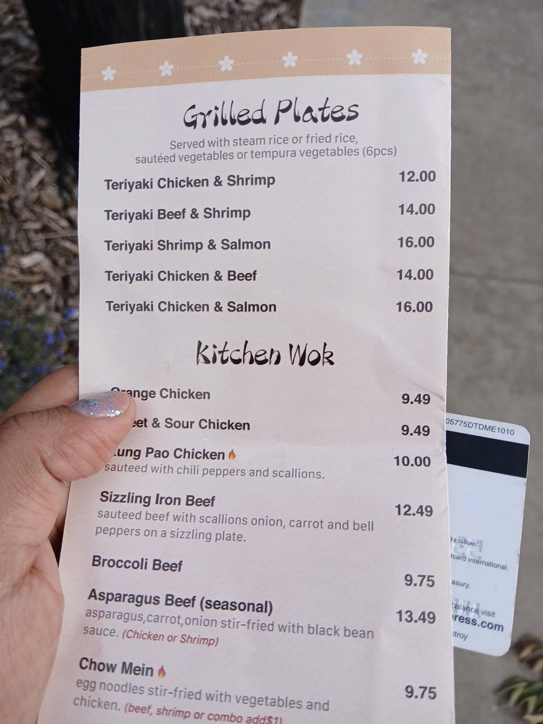 Menu at Yamamori Japanese Restaurant, Dinuba