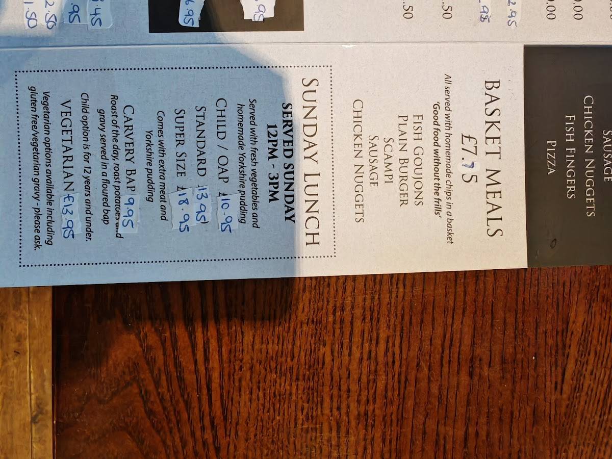 Menu at Ye Olde Forge Valley Inn pub & bar, Scarborough