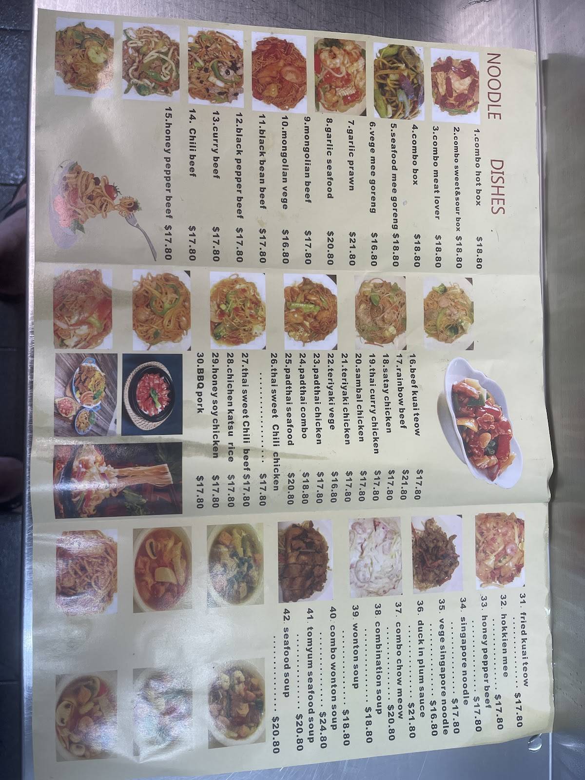 Menu at Yeppoon Noodle House fast food, Yeppoon