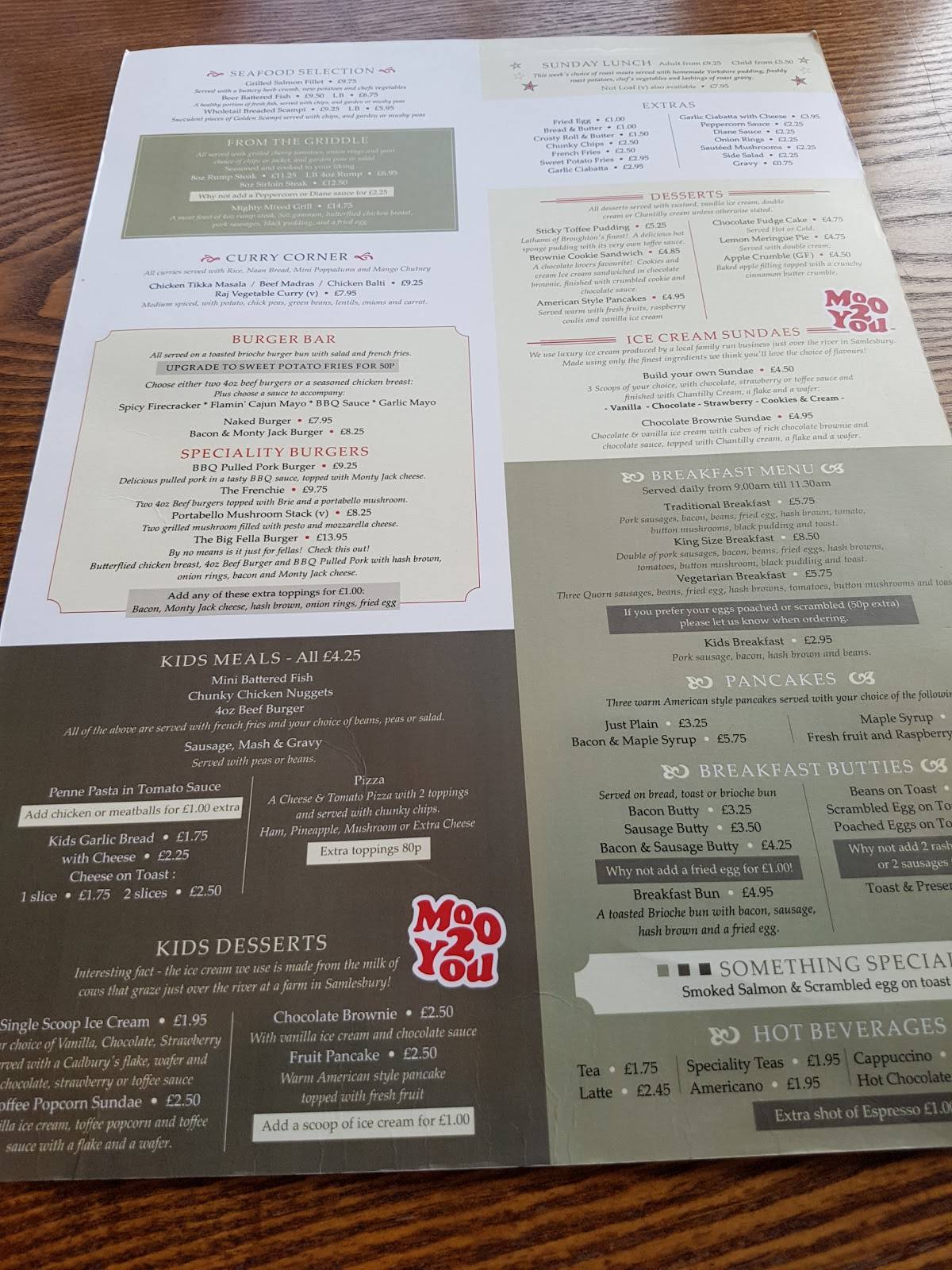 Menu at Yew Tree pub & bar, Preston