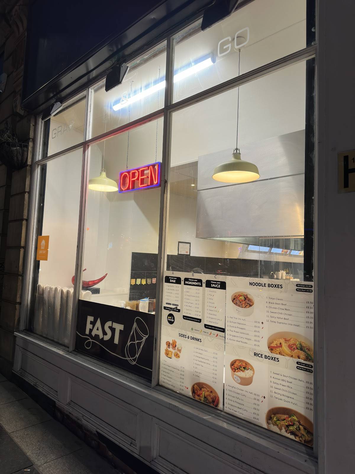 Menu at Yo Yo Noodle fast food, Newcastle upon Tyne