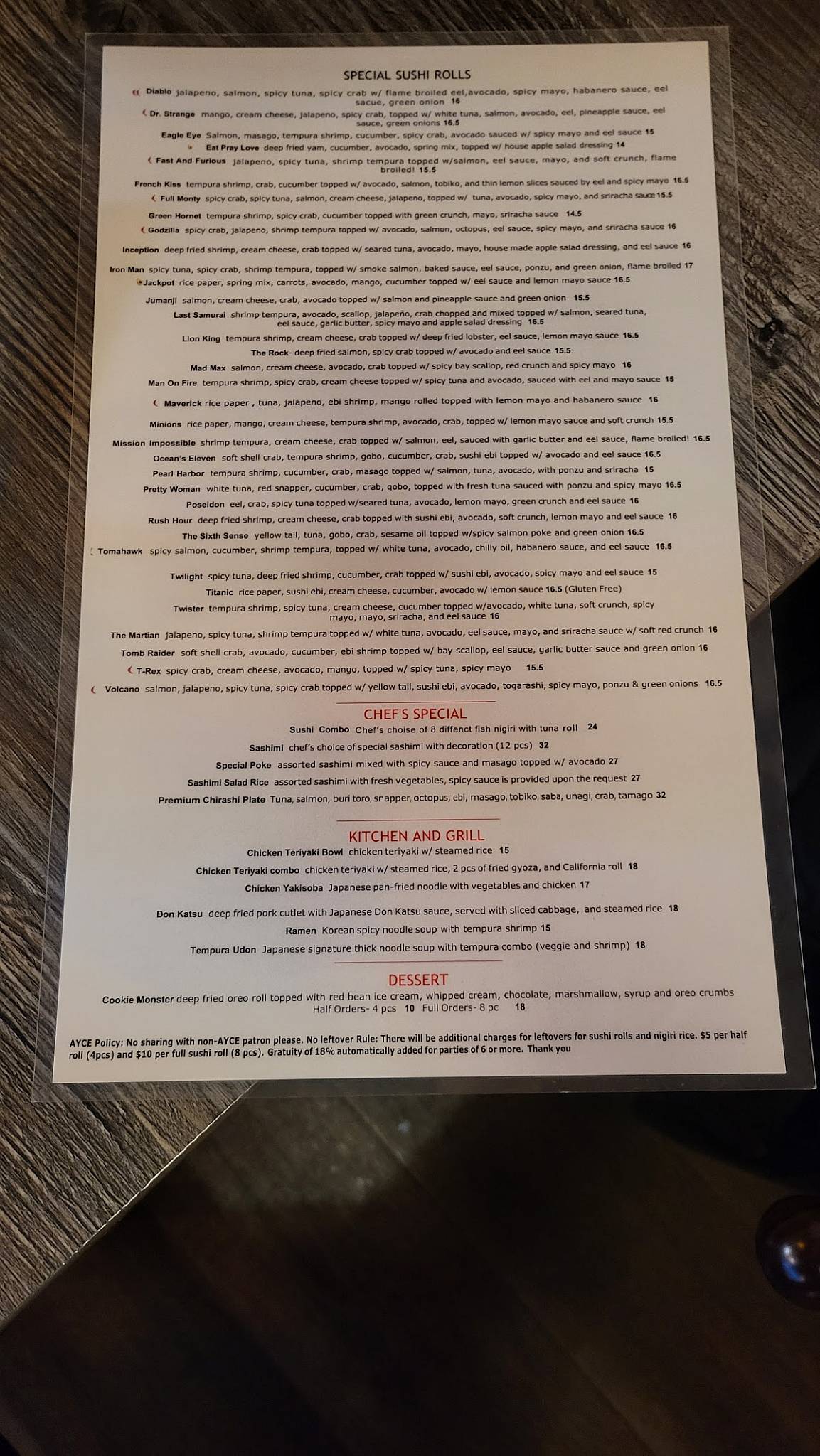 Menu at Yoi Tomo Sushi and Grill restaurant, Boise