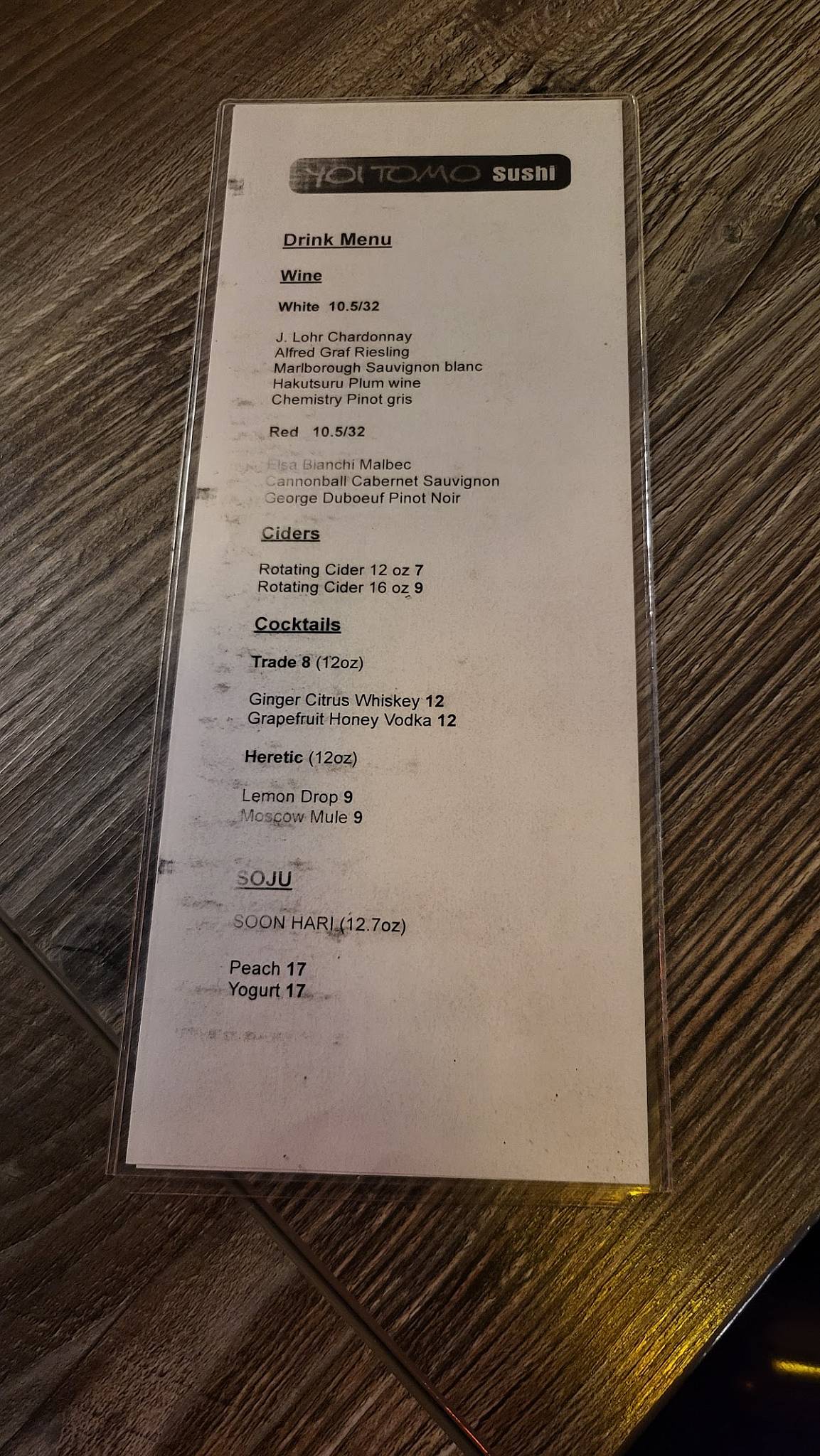 Menu at Yoi Tomo Sushi and Grill restaurant, Boise