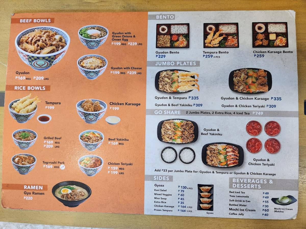 Menu at Yoshinoya SM City North EDSA restaurant, Quezon City, North ...