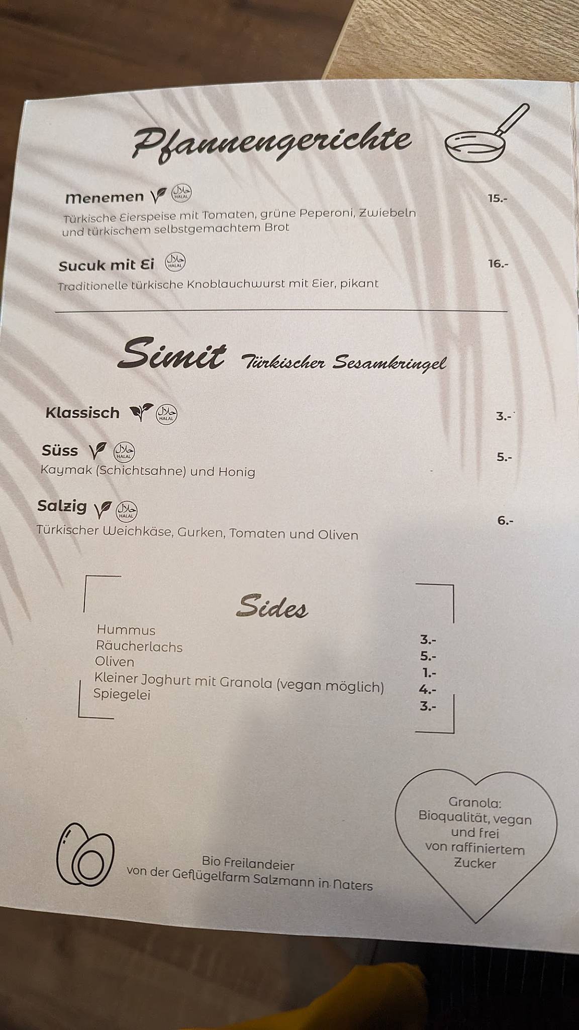 Speisekarte von Your Happy Food, Visp