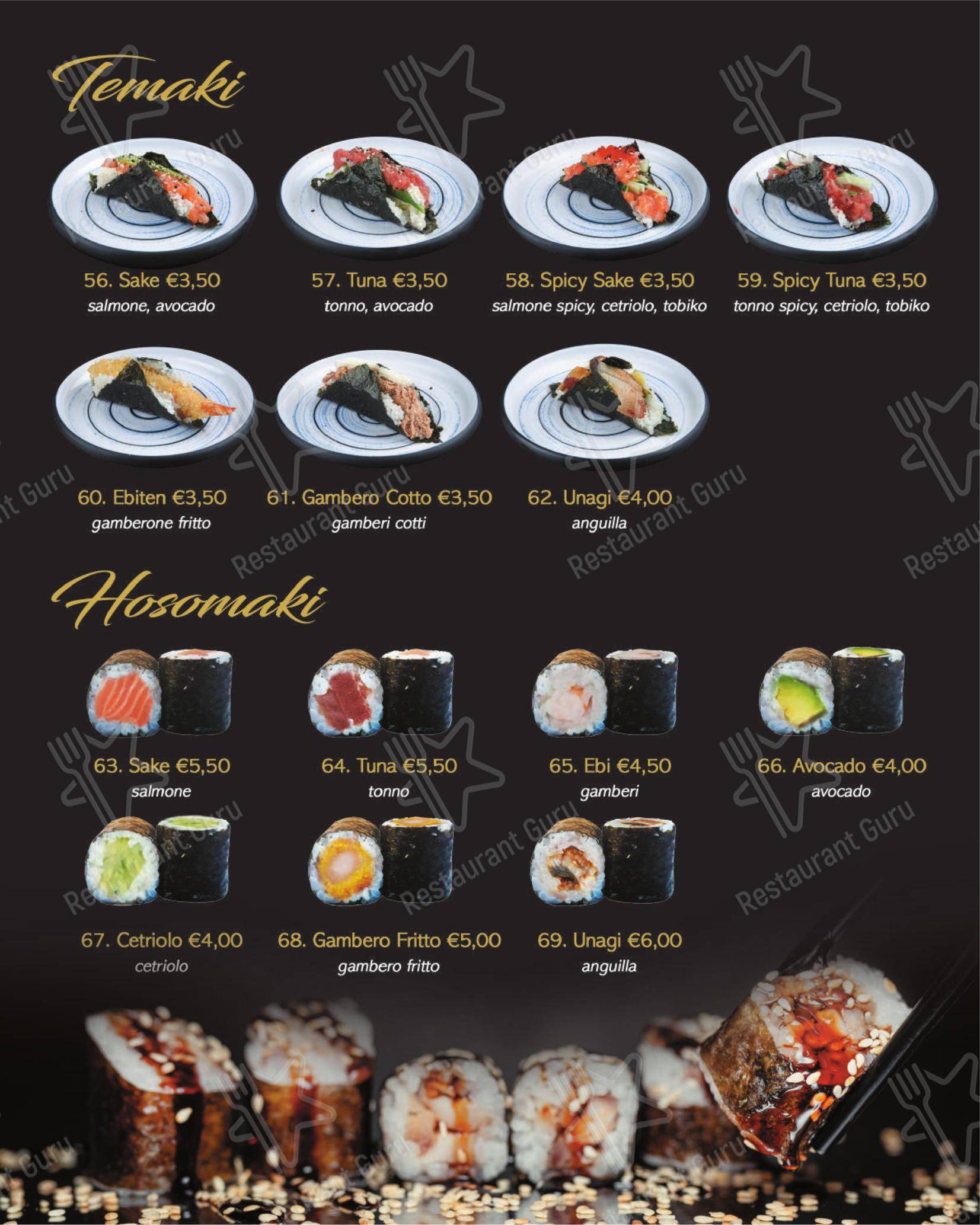 Menu da Yuki Sushi Ragusa ristorante, Ragusa, Viale delle Americhe