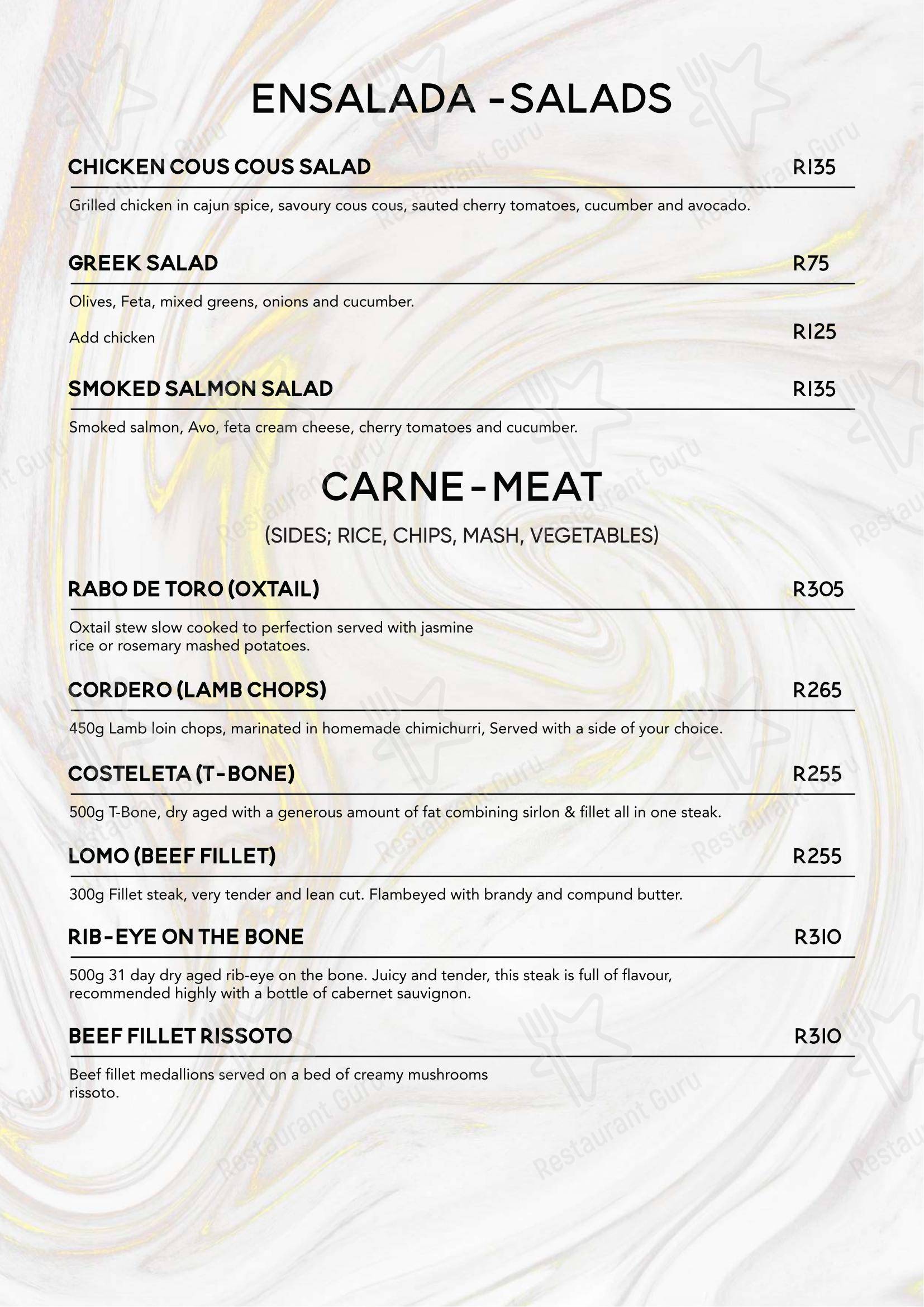 Menu at Zai Restaurant Durban, Durban