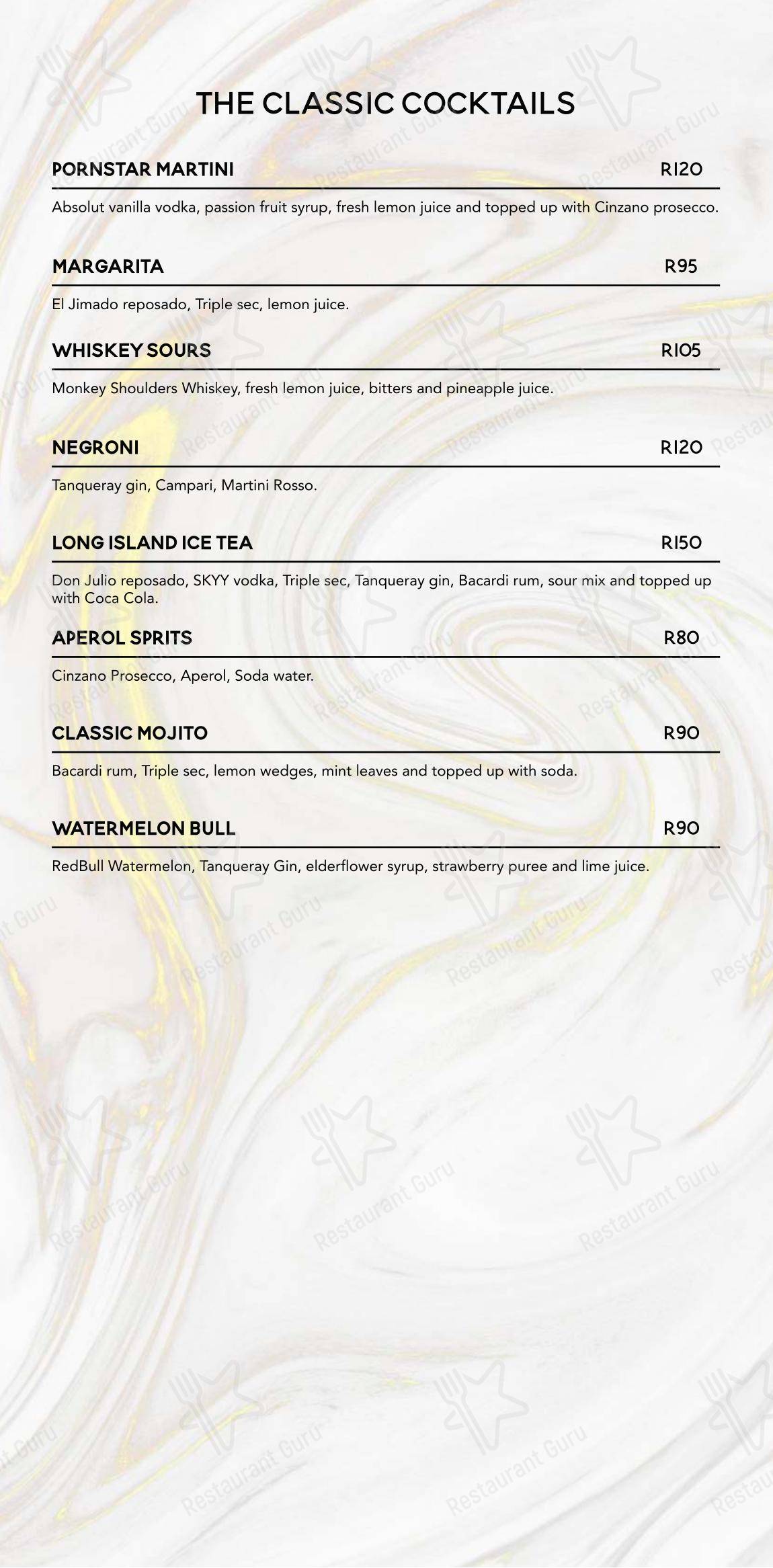 Menu at Zai Restaurant Durban, Durban