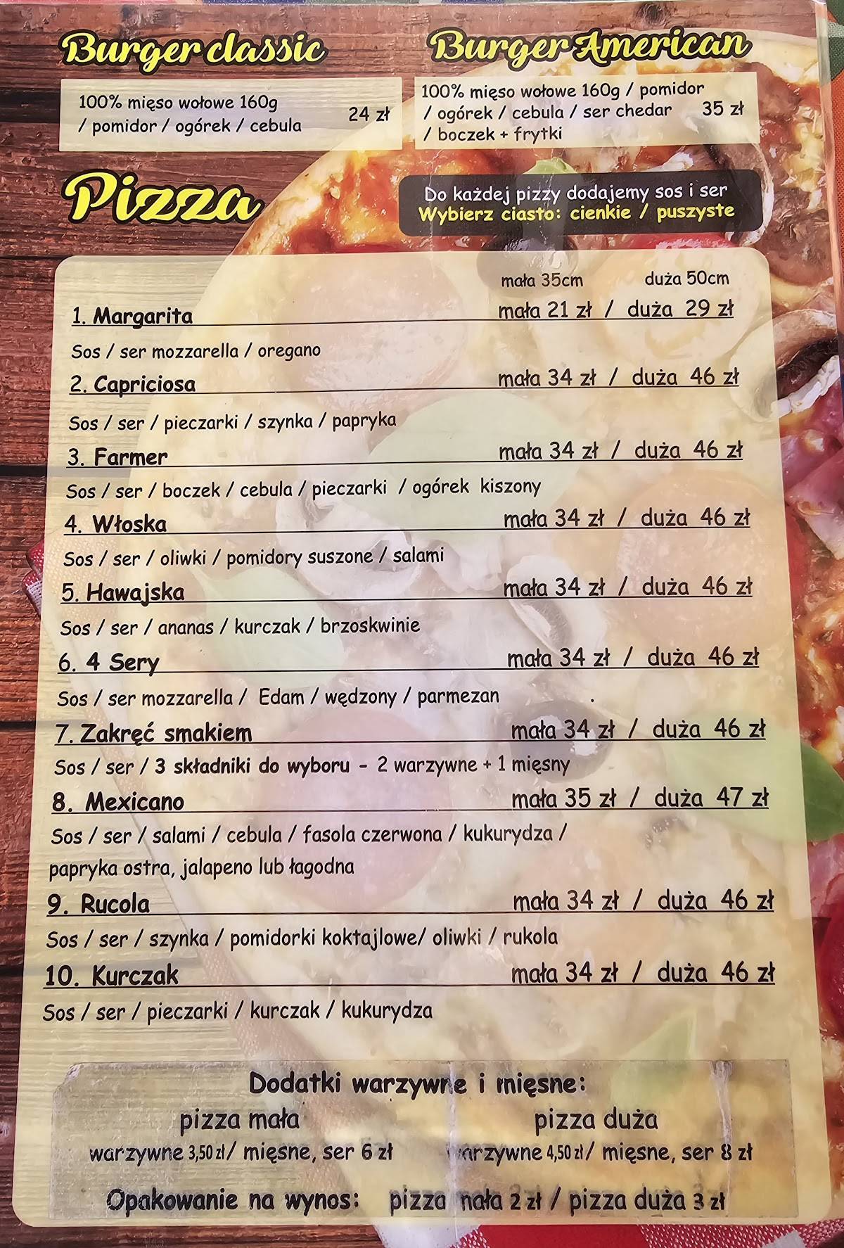 Menu at Zakręt smaków restaurant, Harta